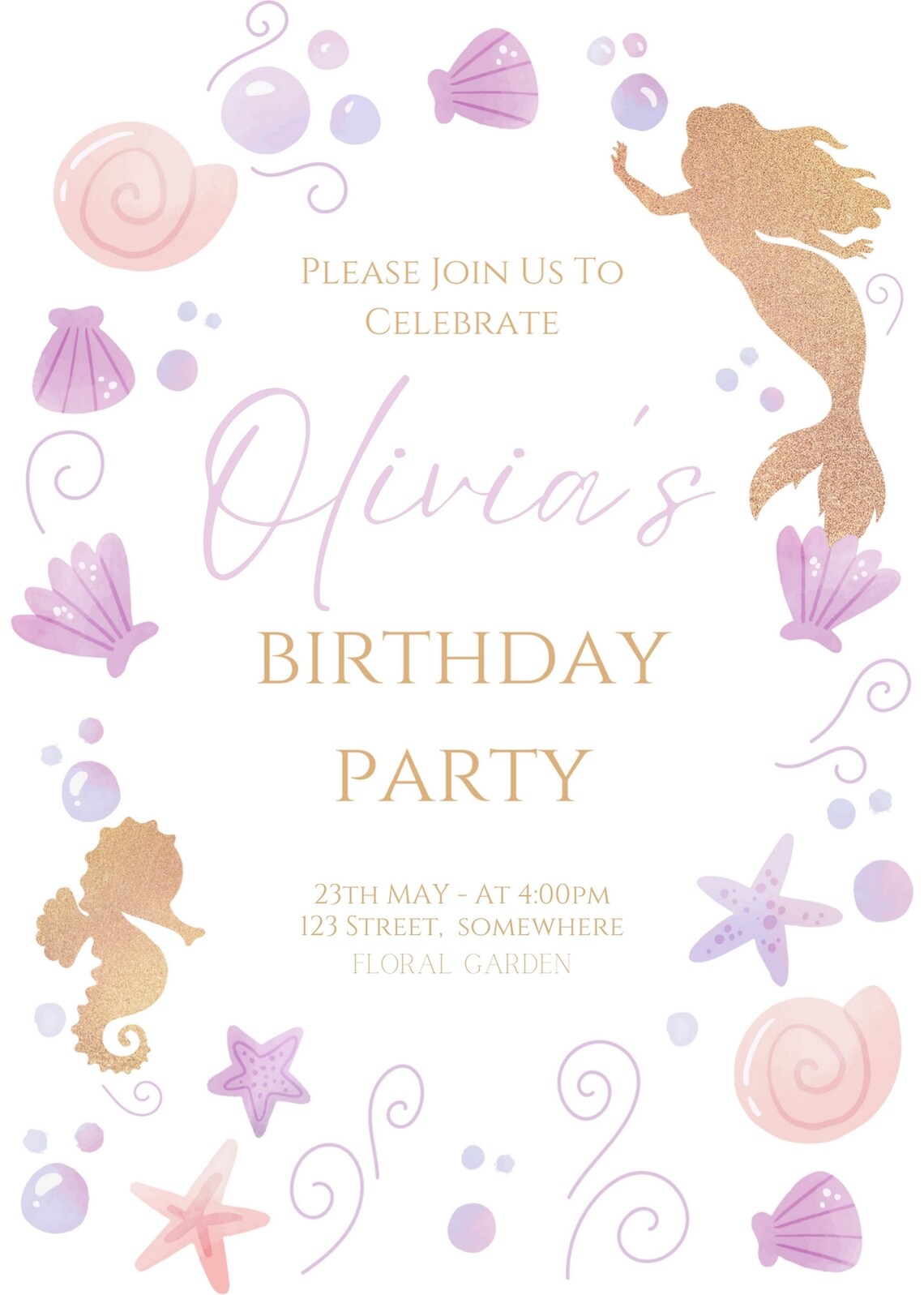 Birthday Celebration Party Invitation Template, Editable Printable Girl ...