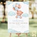 Editable Teddy Bear Baby Shower Welcome Sign, Blue Balloon, 24x36 ...