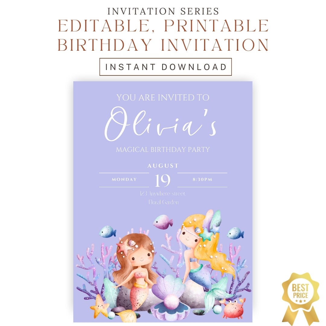 Editable Printable Birthday Invitation Template Easy Edit Invitation ...