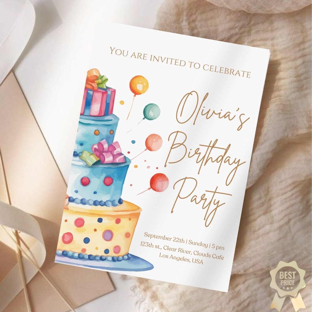 Editable Printable Birthday Invitation Template, Easy Edit Invitation ...