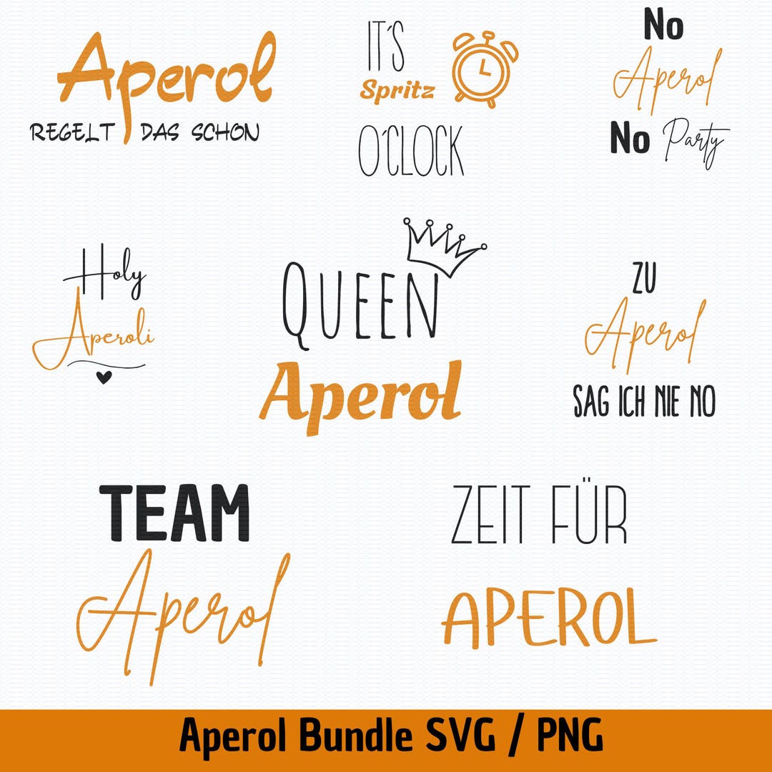 Aperol Spritz SVG & PNG Bundle – Cocktail Digital Files for Cricut ...