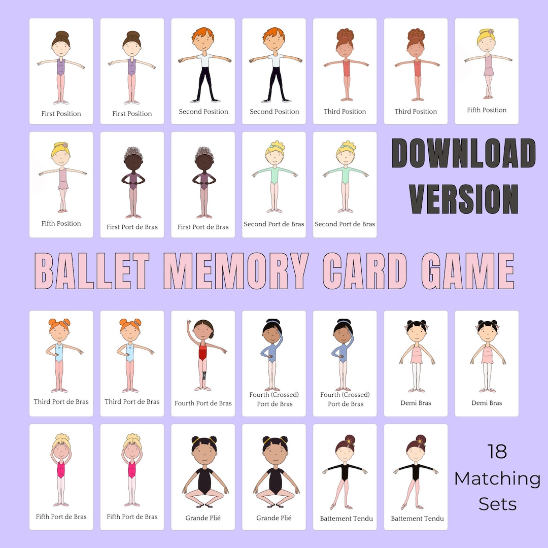 Ballet Memory Card Game: Learning Dance Positions (digital Download ...
