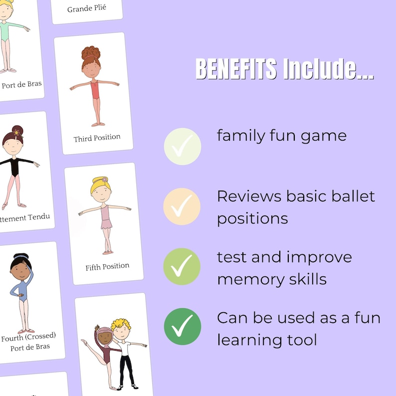 Ballet Memory Card Game: Learning Dance Positions (digital Download ...