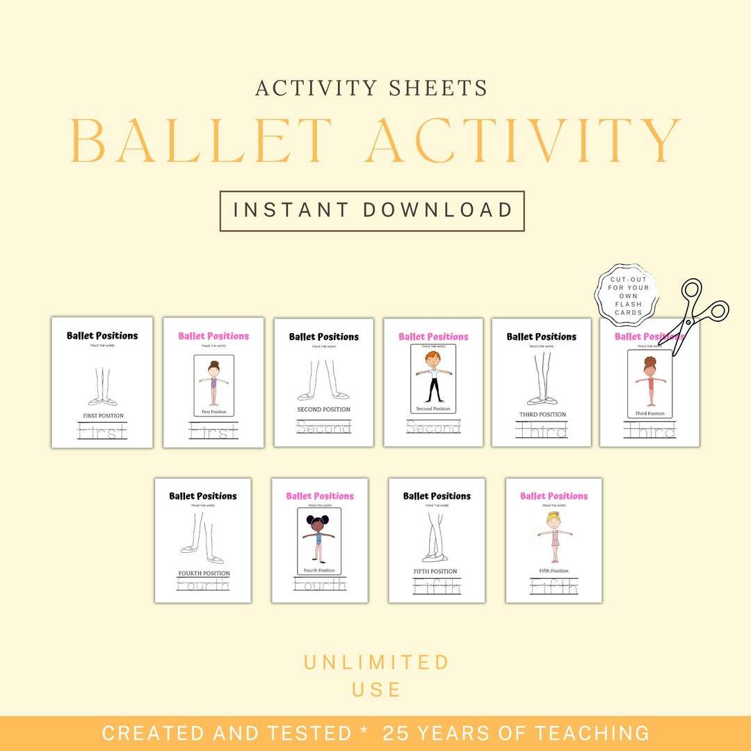 Ballet Positions Coloring Pages: Dance Learning Flashcards (PDF ...