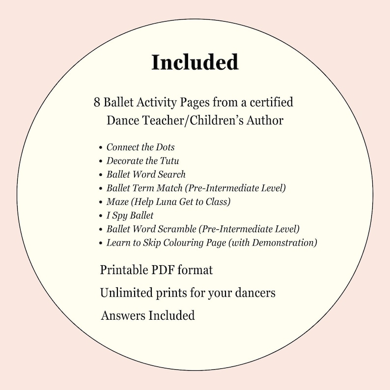 Ballet Activity Printables: Dance Games & Worksheets (PDF Download) - Etsy
