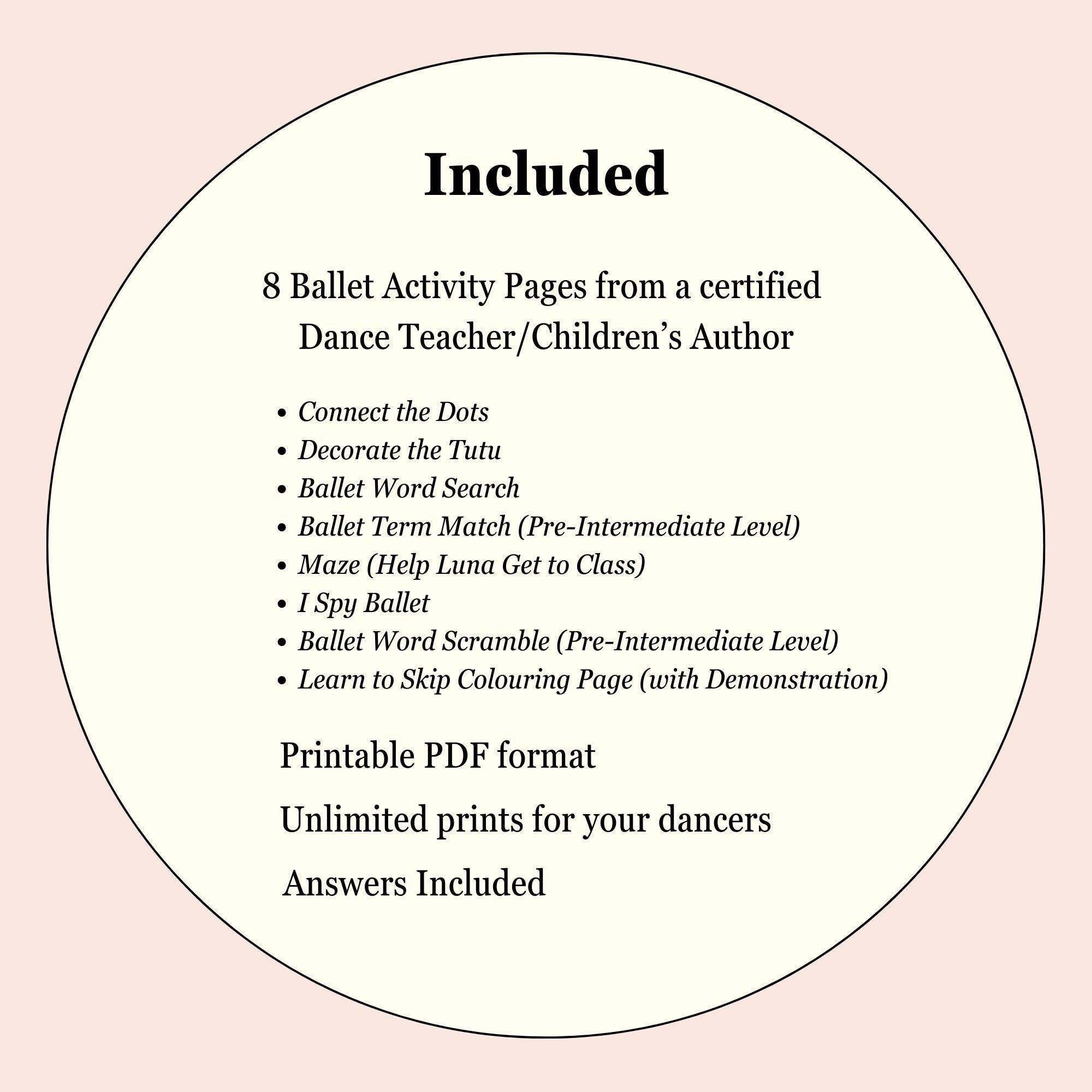 Ballet Activity Printables: Dance Games & Worksheets (PDF Download) - Etsy