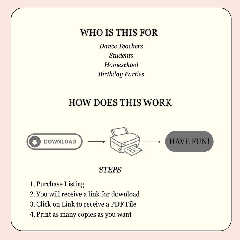Ballet Activity Printables: Dance Games & Worksheets (PDF Download) - Etsy