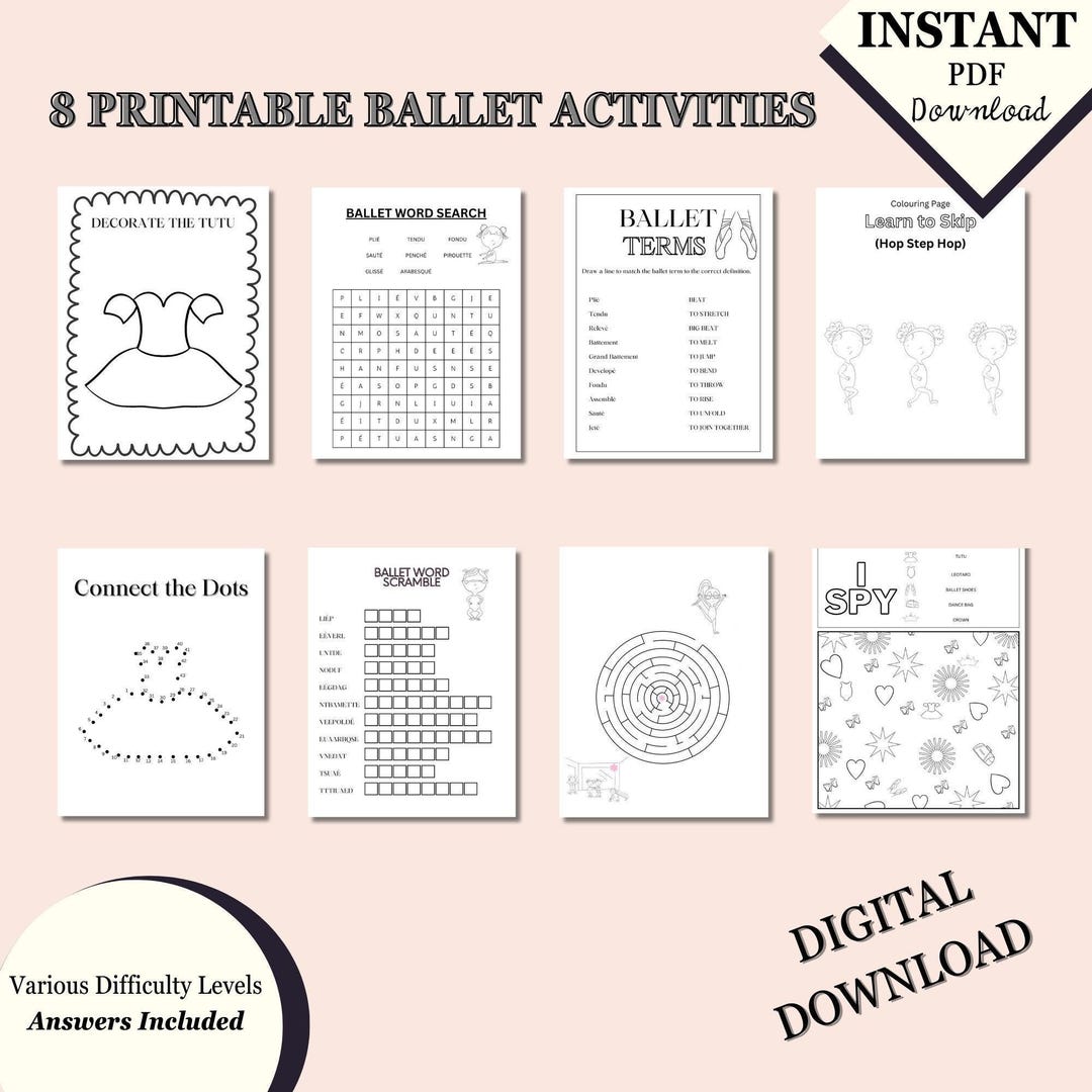 Ballet Activity Printables: Dance Games & Worksheets (PDF Download) - Etsy