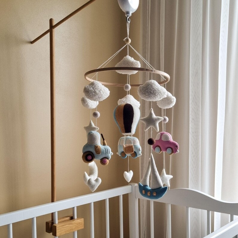 Transport Baby Mobile for Boy. Car Themed Nursery Mobile for Crib. Blue ...