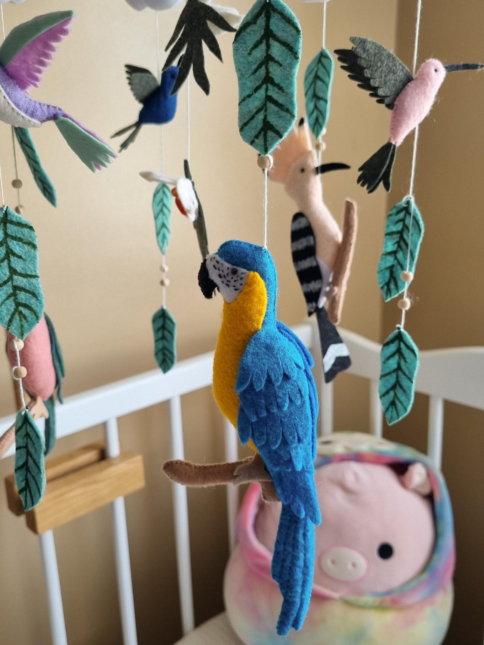 Tropical Parrot Baby Mobile for Crib in Natural Colors Nursery Mobile ...