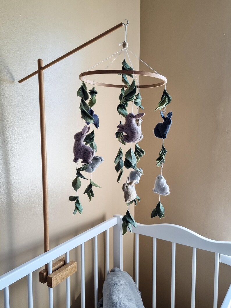 Toddler Crib Mobile Hares Bunny Nursery Mobile Handmade Hanging Baby ...