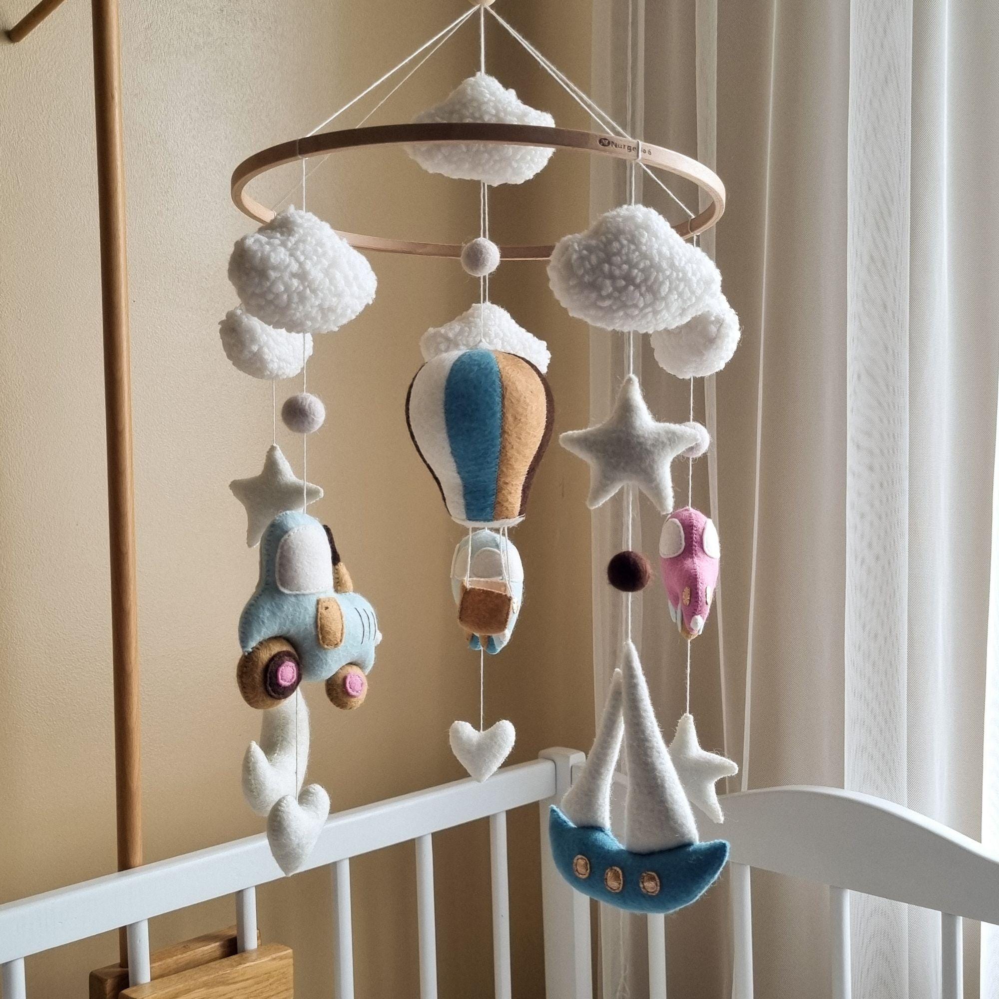 Transport Baby Mobile for Boy. Car Themed Nursery Mobile for Crib. Blue ...