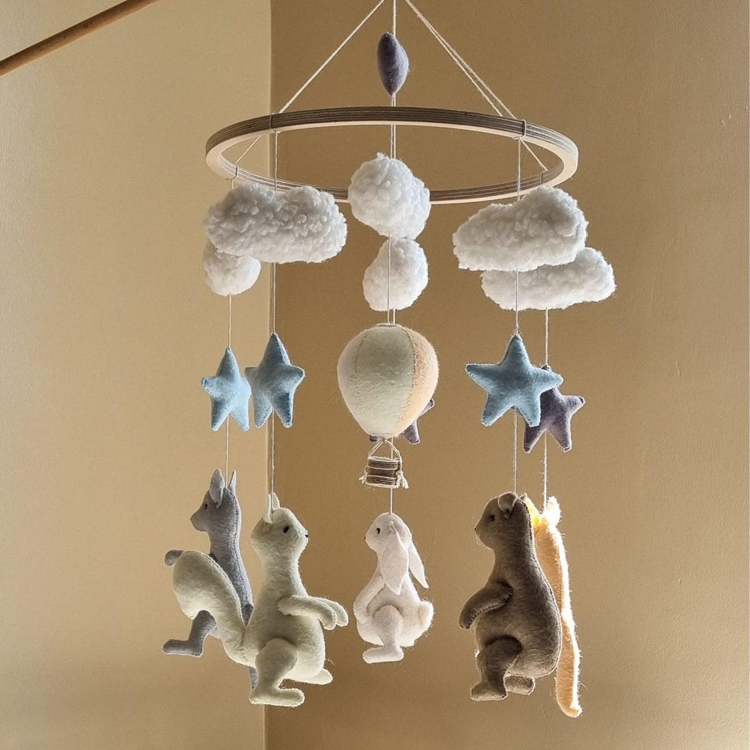 Baby Crib Mobile With Woodland Animals Forest Themed Nursery Mobile for ...