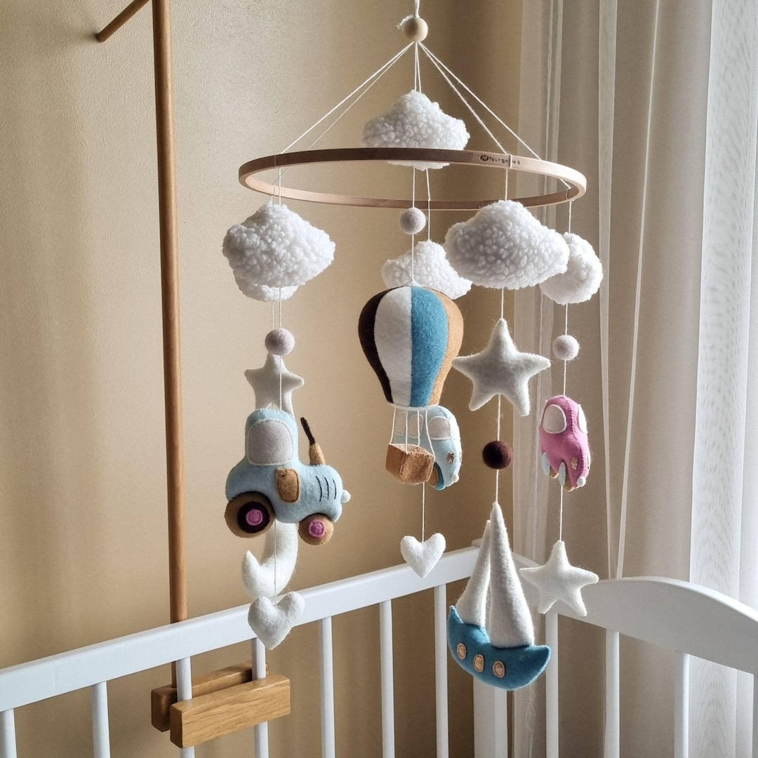 Transport Baby Mobile Boy Cars Nursery Crib Decor Hanging Felt Mobile ...