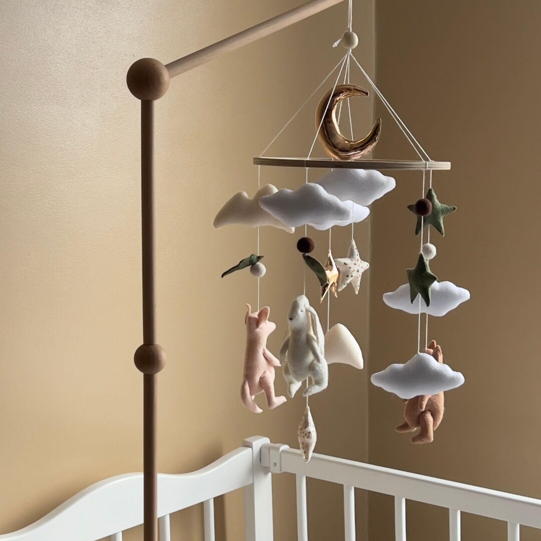 Modern Baby Mobile Neutral Green Nursery Decor Forest Animals Crib ...