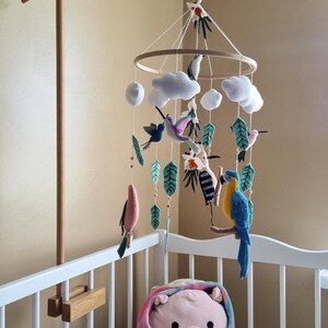 Tropical Parrot Baby Mobile for Crib in Natural Colors Nursery Mobile ...