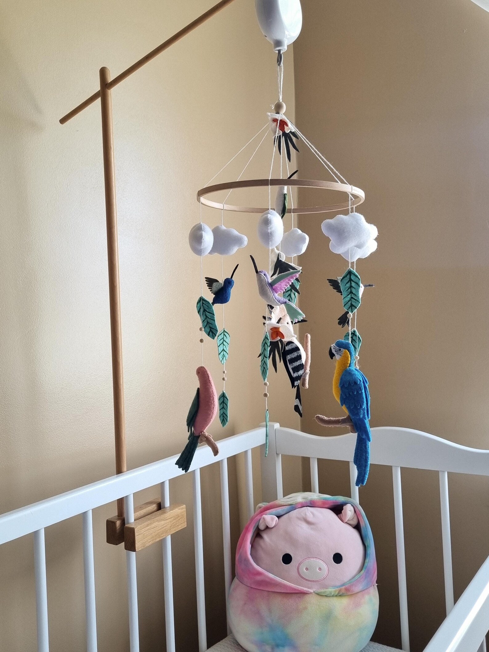 Tropical Parrot Baby Mobile for Crib in Natural Colors Nursery Mobile ...