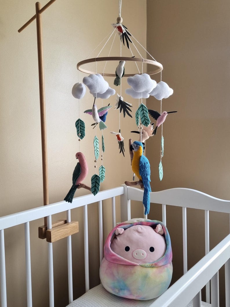 Tropical Parrot Baby Mobile for Crib in Natural Colors Nursery Mobile ...