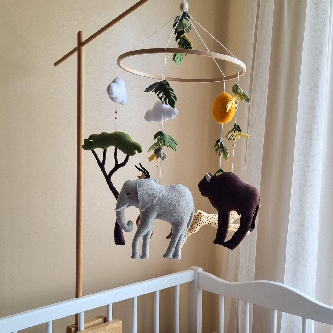 Safari Baby Mobile, Nursery Mobile Elephant, Crib Mobile Jungle ...