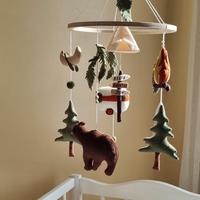 Сamp Baby Mobile, Crib Mobile Camping, Nursery Decor Mountain, Mobile ...