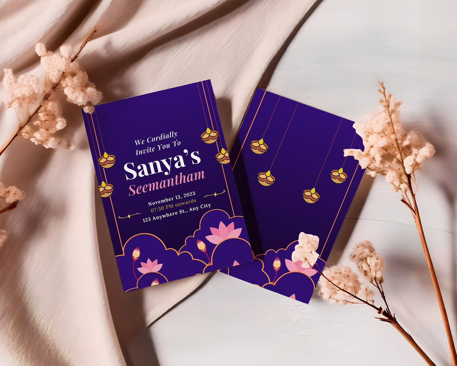 Editable Seemantham Invitation Template, Seemantham Invite Printable ...