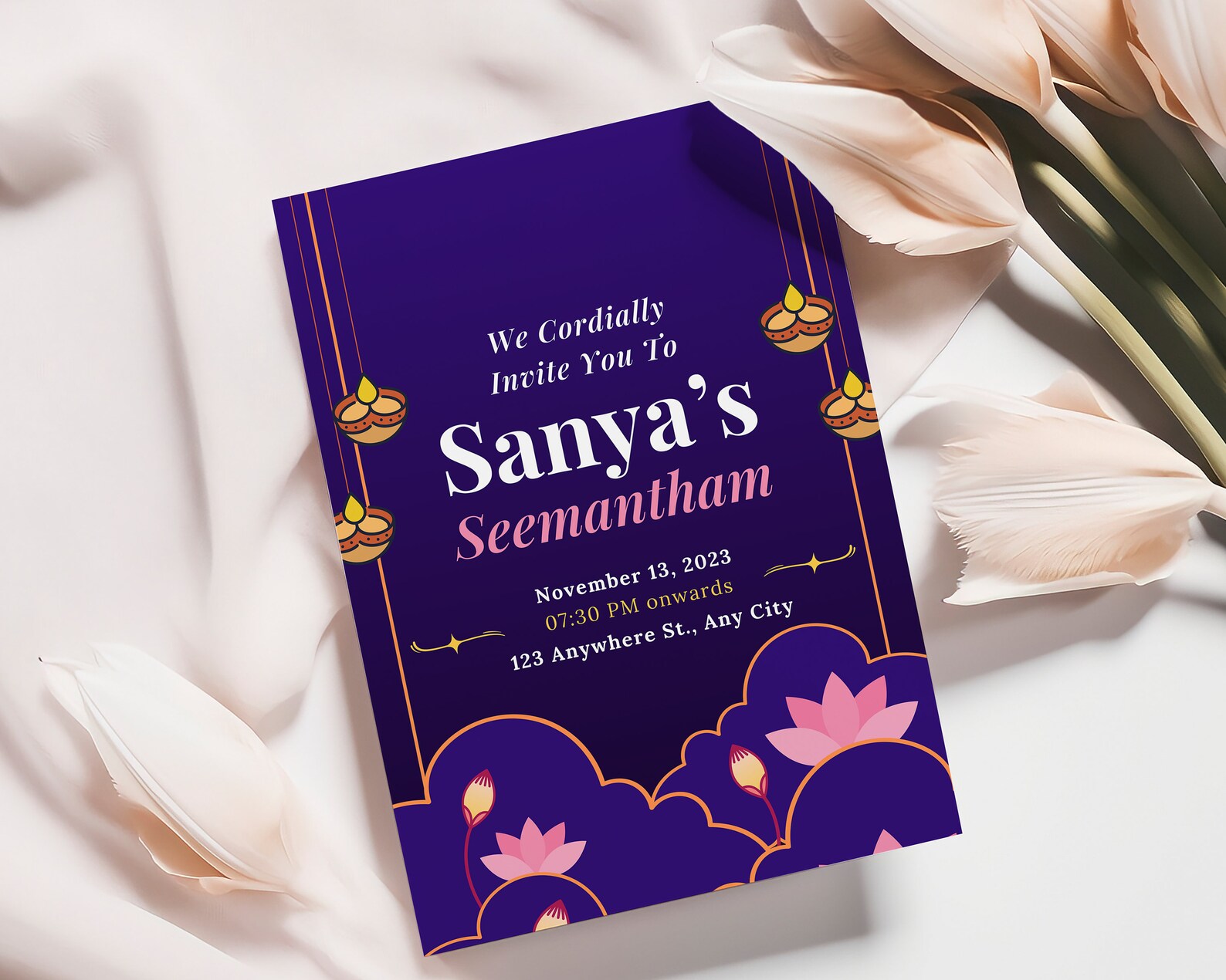 Editable Seemantham Invitation Template, Seemantham Invite Printable ...