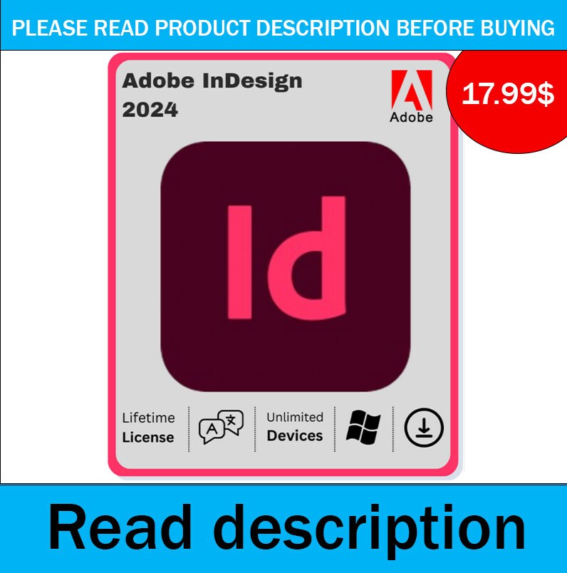 Adobe Indesign 2024 Ready to Use Lifetime License Windows - Etsy