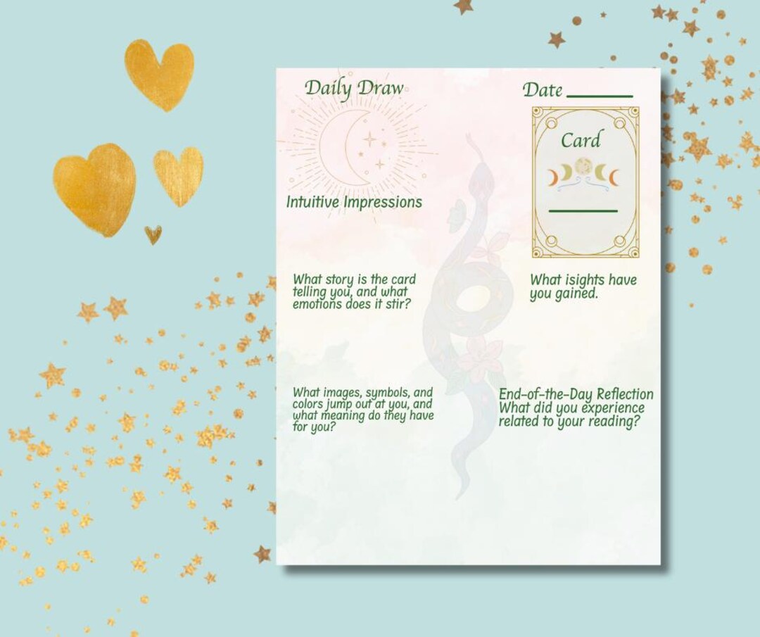Daily Draw a Tarot Reflection Journal Page Worksheet. - Etsy