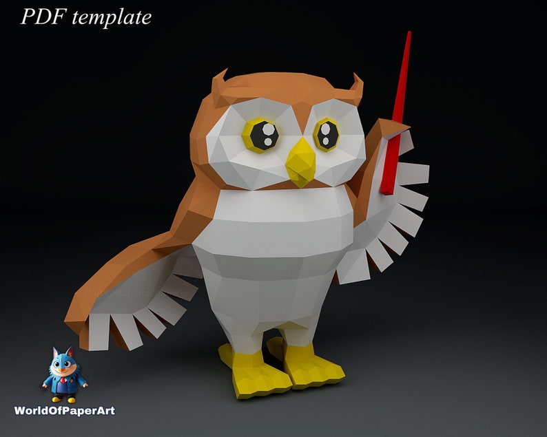 Owl Papercraft, PDF Template, Diy 3d Model, Paper Sculpture, Low Poly ...