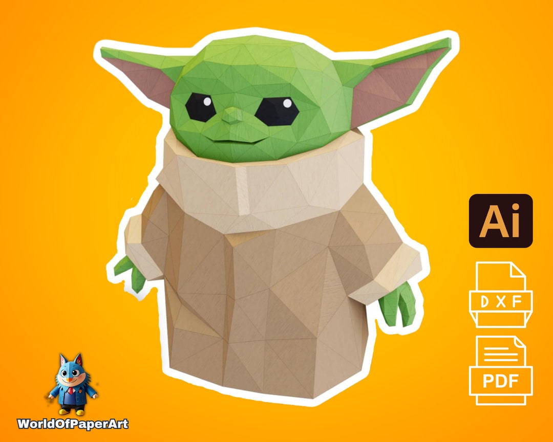 Papercraft Baby Yoda, 3d, AI DXF PDF Templante , Paper Model, Paper ...