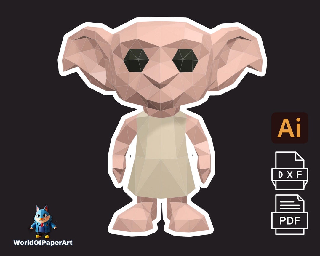Papercraft Dobby, Wizard Hp, 3d, AI DXF PDF Templante , Paper Model, Paper Craft Wizard, Digital ...