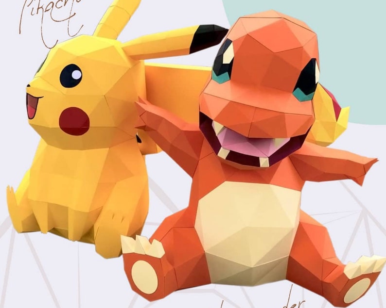 Papercraft Pokemon Charmander, AI, DXF, PDF Templante , 3D Origami ...