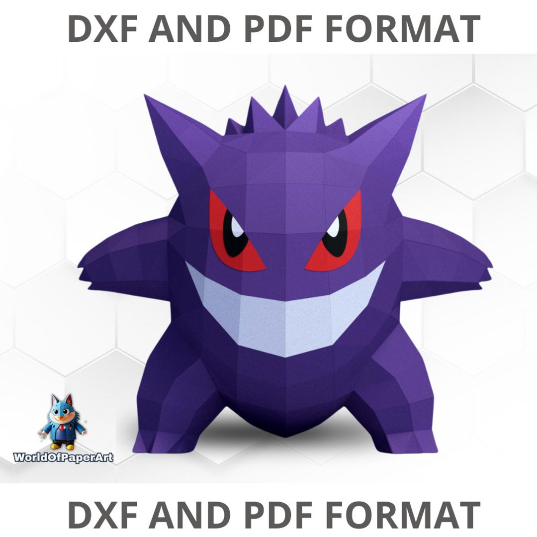 Gengar Papercraft Template Set Diy 3D Origami for Home Decor and Gifts ...