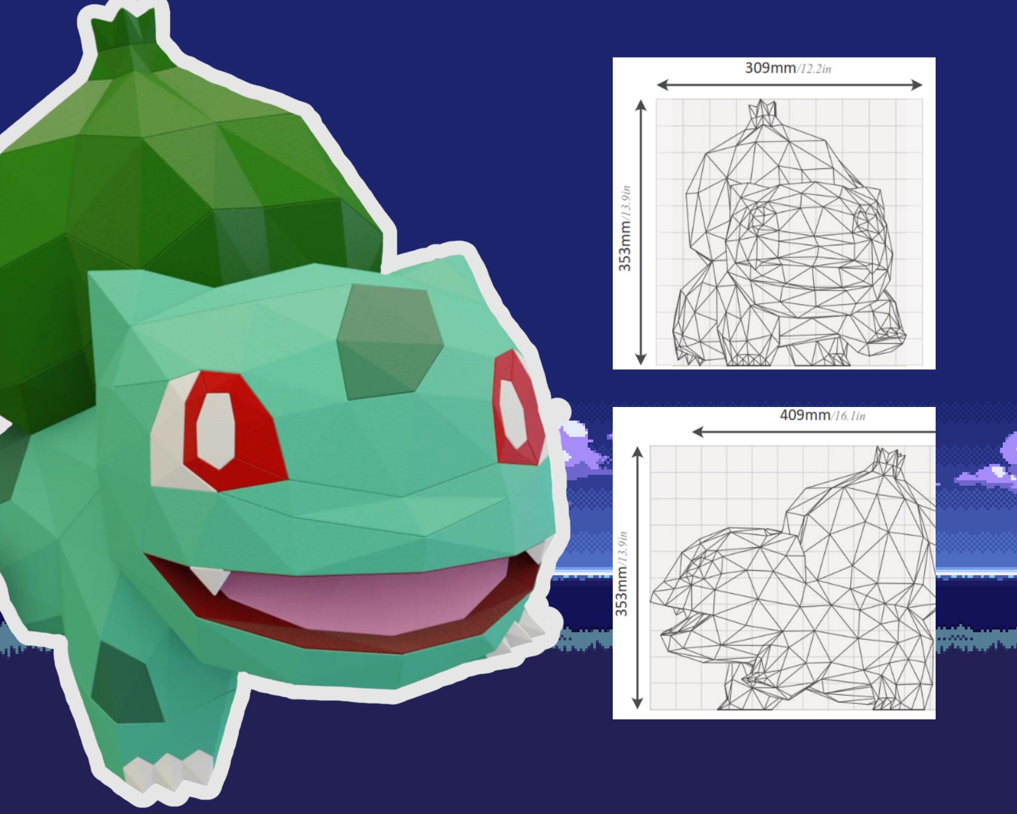 Papercraft Pokemons pack 4 Kyubi Naruto, CRICUT SVG dxf PDF Templante ...