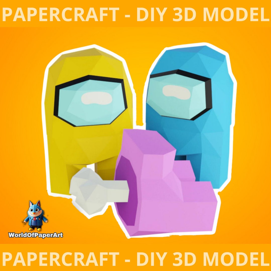 AmongUs Papercraft Template 3D Model Plans Diy Low Poly Art DXF PDF ...