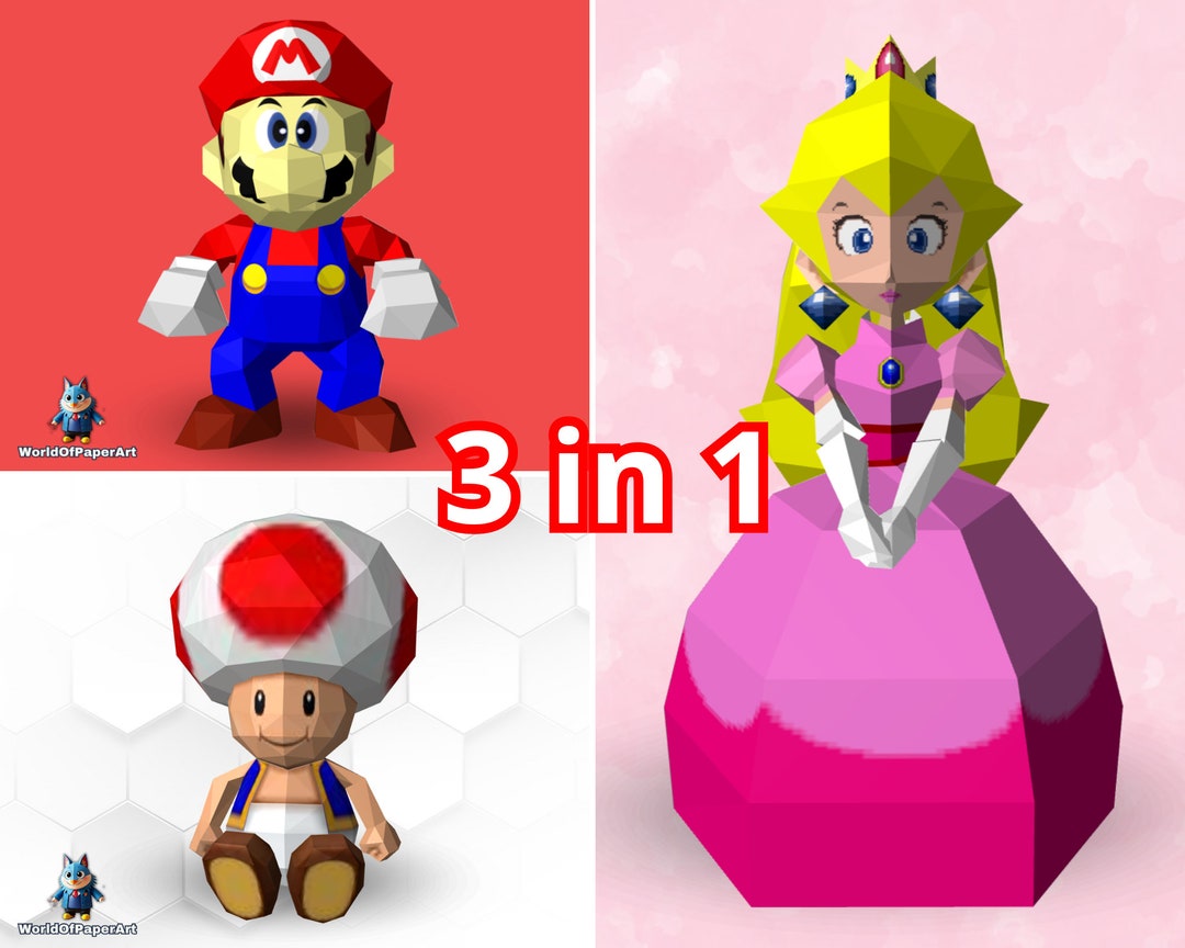 Pack Little Mario Papercraft Template Set Diy 3D Origami Home Decor SVG ...