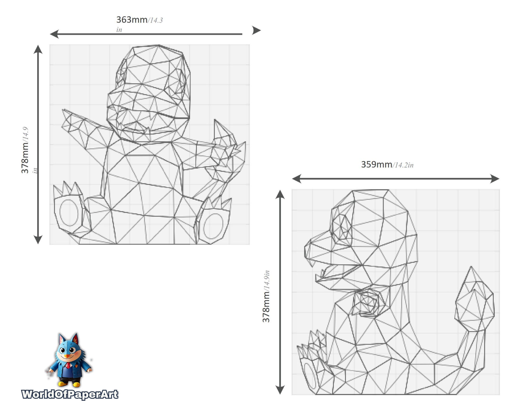 Papercraft Pokemons pack 4 Kyubi Naruto, CRICUT SVG dxf PDF Templante ...