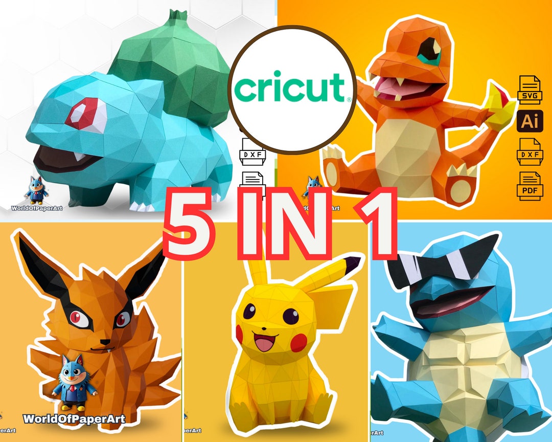 Papercraft Pokemons pack 4 Kyubi Naruto, CRICUT SVG dxf PDF Templante ...