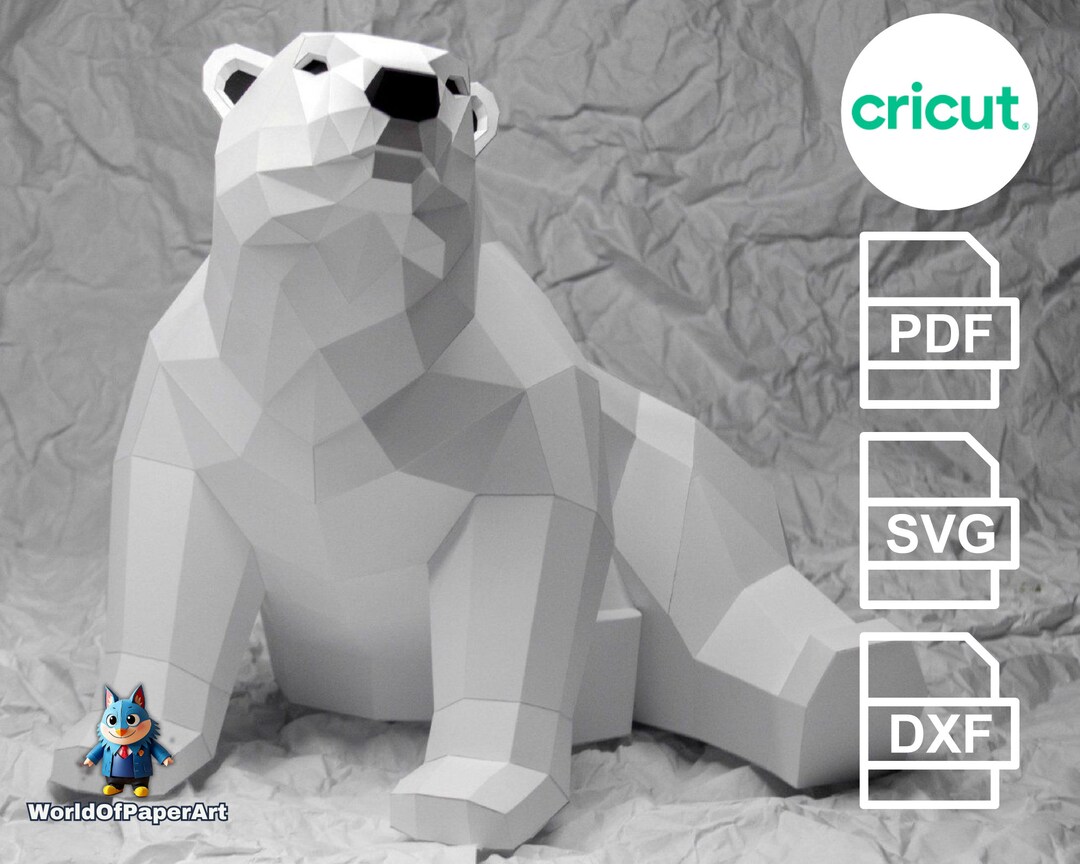 Polar Bear Papercraft ,pdf Template Svg Dxf, DIY 3d Model, Paper ...