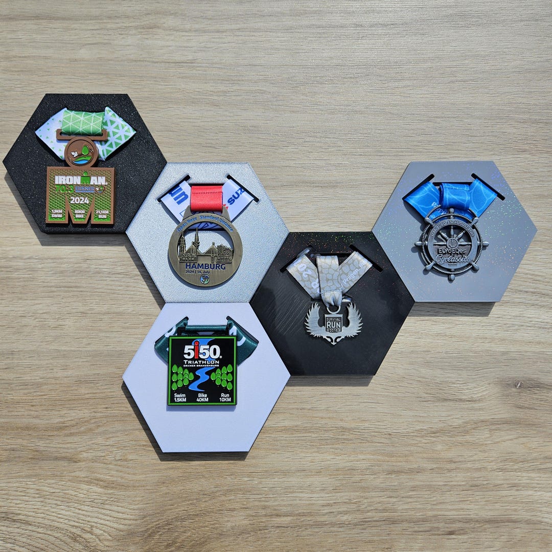 Hexagonal 3d-printed Medal Holder | Wall-mounted Medal Display for ...