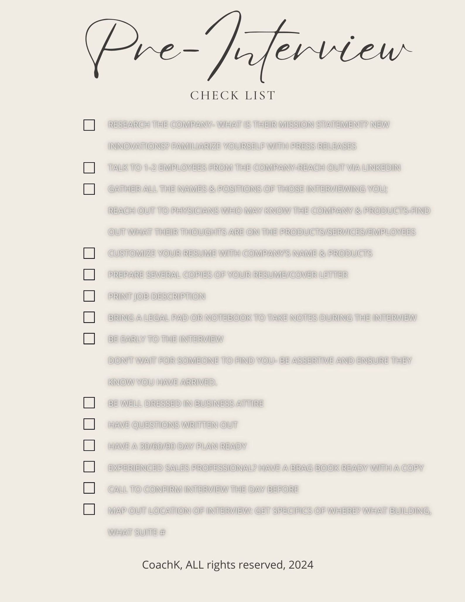 Your 3 Part Ultimate Interview Checklists for High Paying, High ...