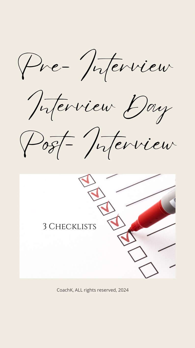 Your 3 Part Ultimate Interview Checklists for High Paying, High ...