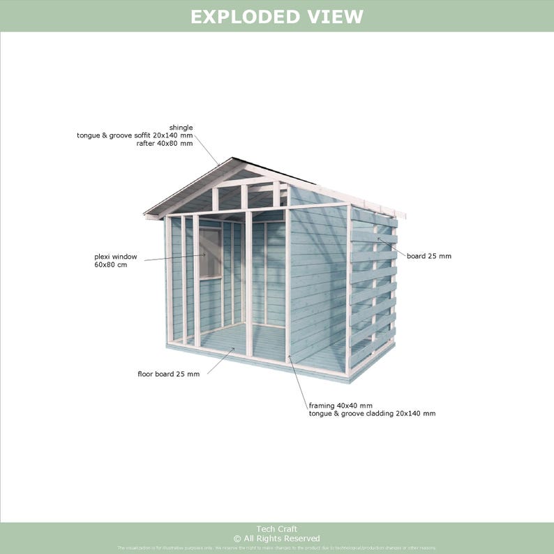 3x2m WOODSHED DIY Plans PDF Shed Barn Firewood Shingle Gable Roof ...