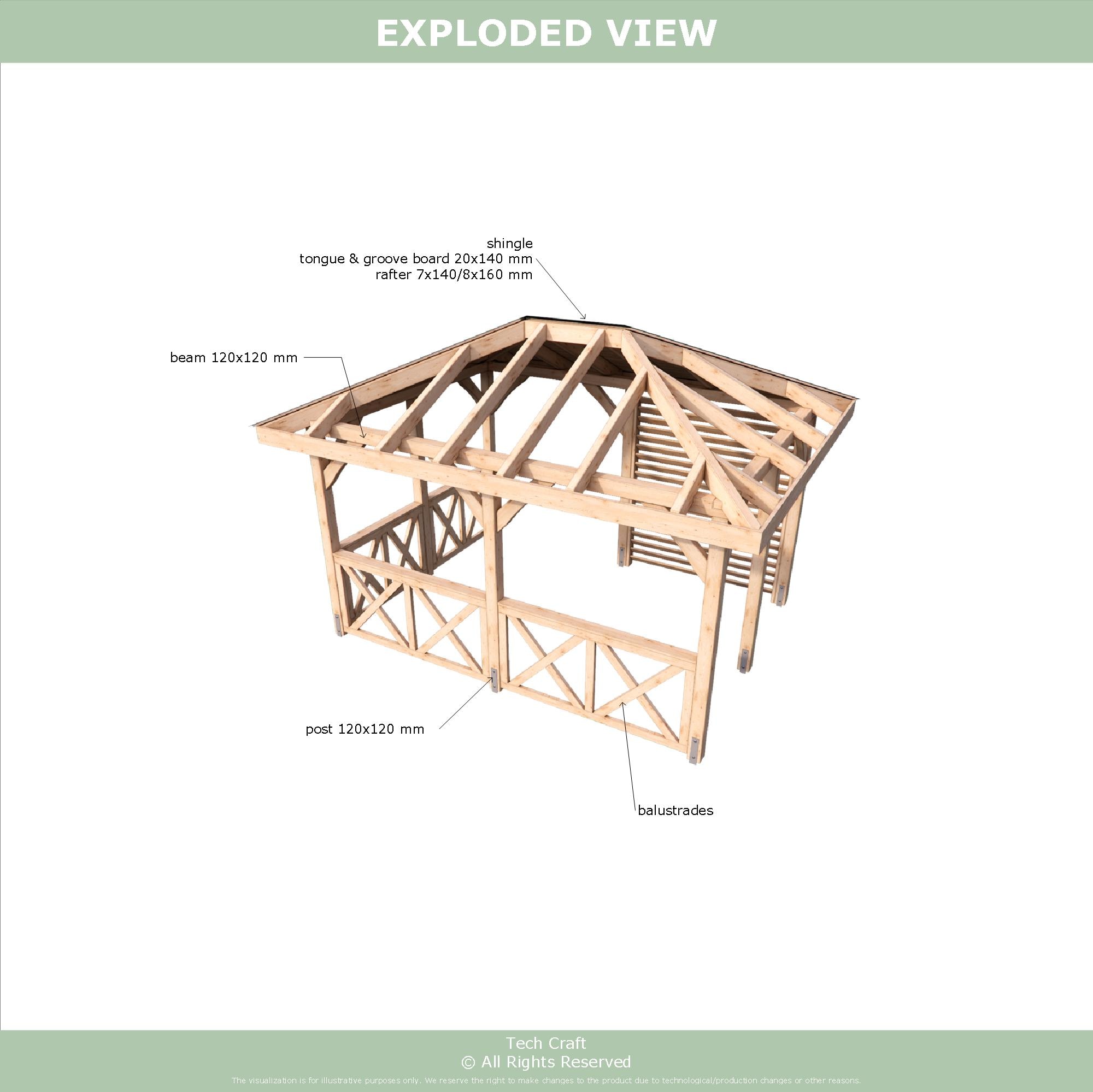 4x3m GAZEBO DIY Plans PDF Pergola Pavilion Shingle Hip Roof Digital ...