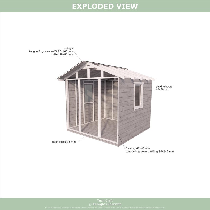 2,5x2,5m SHED DIY Plans PDF Woodshed Barn Shingle Gable Roof Digital Download Outdoor ...