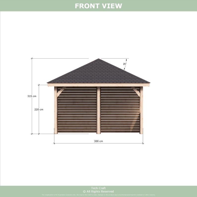 3x3m GAZEBO DIY Plans PDF Pergola Pavilion Shingle Hip Roof Digital ...