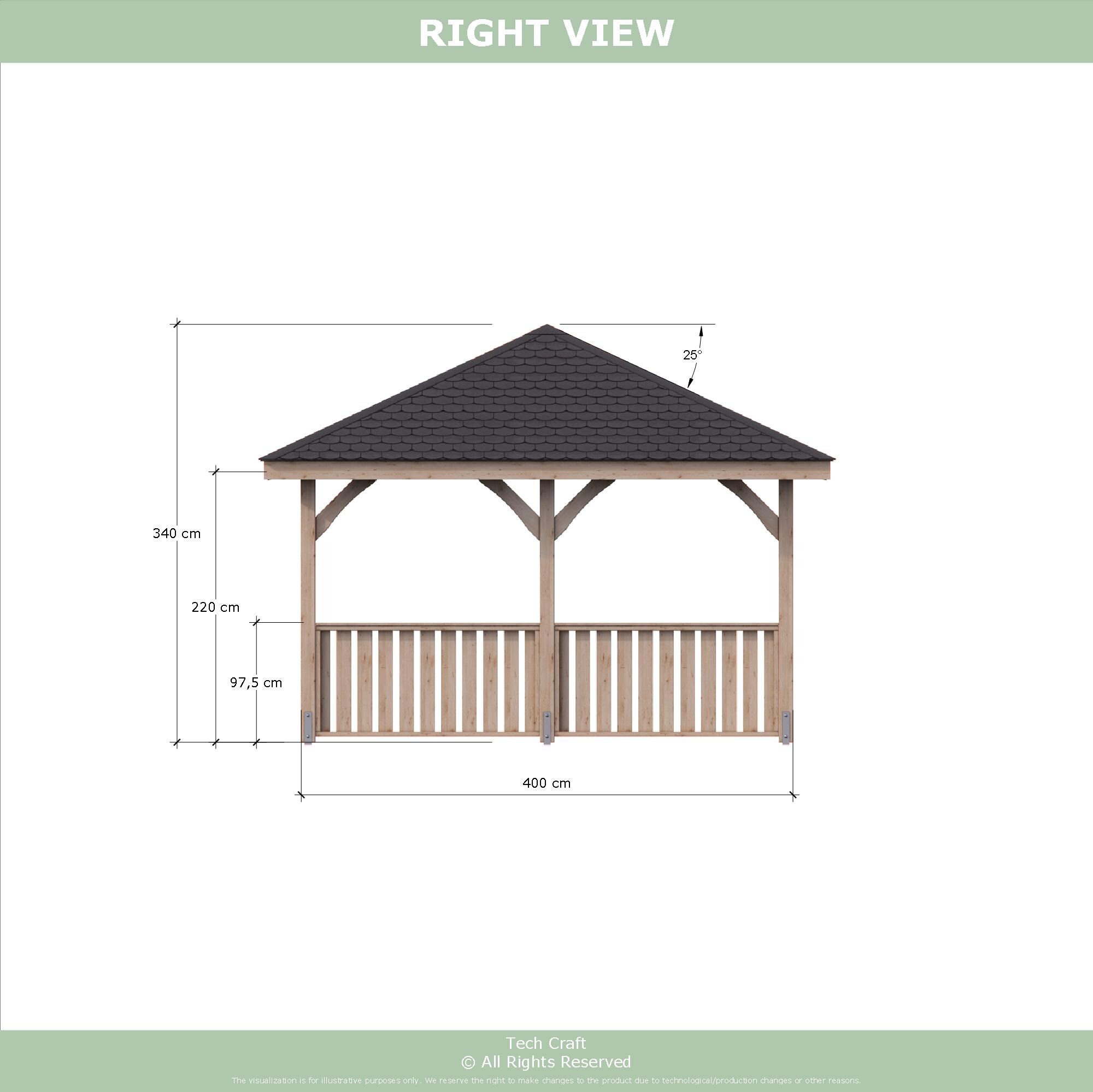 4x4m GAZEBO DIY Plans PDF Pergola Pavilion Shingle Hip Roof Digital ...