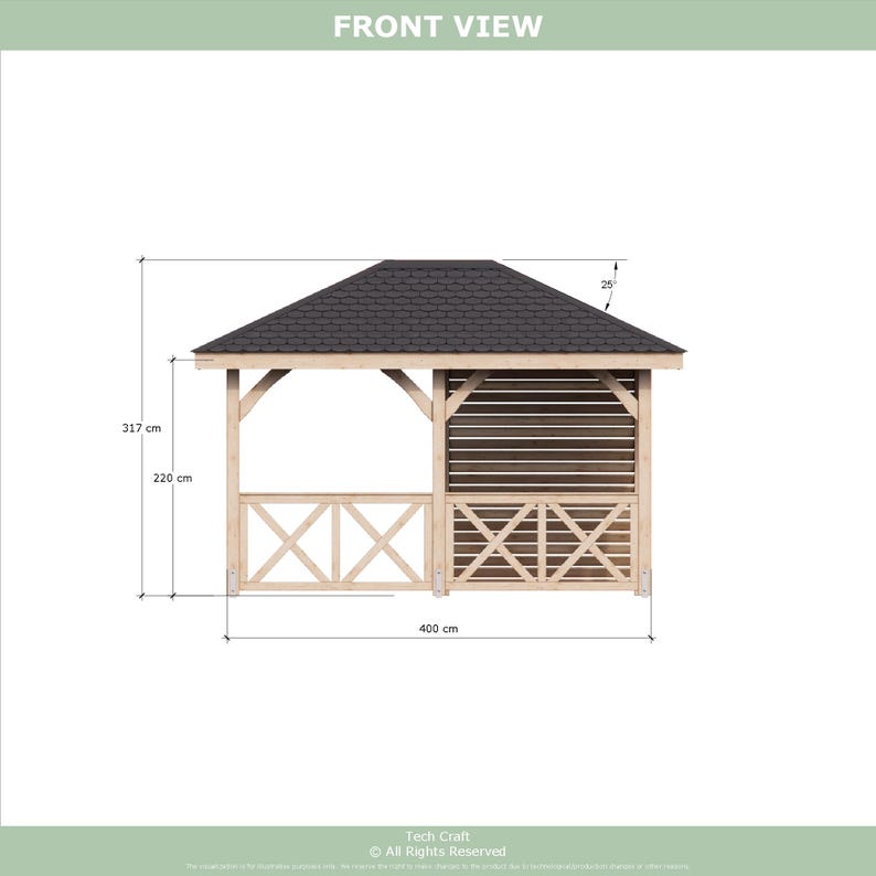 4x3m GAZEBO DIY Plans PDF Pergola Pavilion Shingle Hip Roof Digital ...