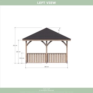 3x3m GAZEBO DIY Plans PDF Pergola Pavilion Shingle Hip Roof Digital ...