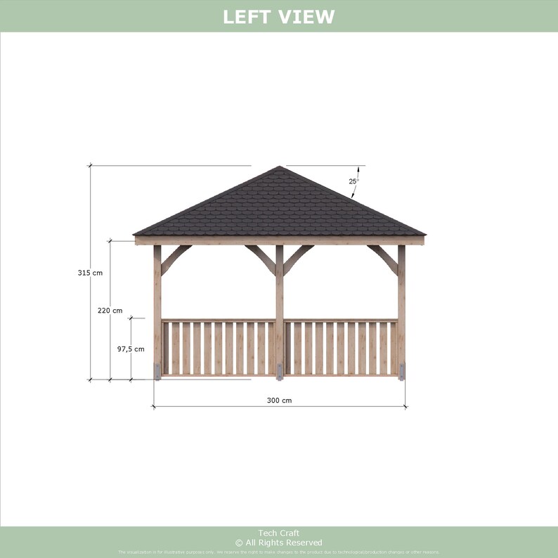 3x3m GAZEBO DIY Plans PDF Pergola Pavilion Shingle Hip Roof Digital ...